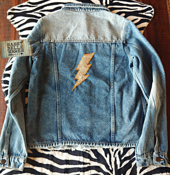 Lightning Bolt Denim Jacket - Gold – SassyBelleWares